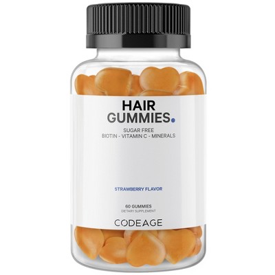 Codeage Hair Gummies, Biotin, Vitamin C, Inositol, Zinc, Folic Acid ...