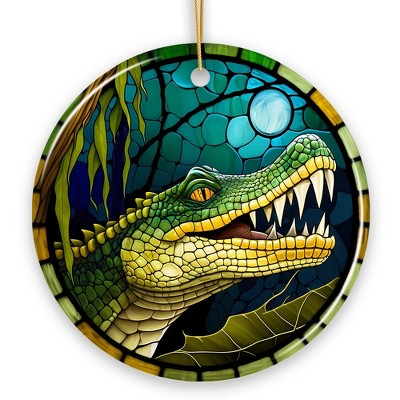 Artistic Wetlands Alligator Ceramic Ornament, Stained Glass Theme ...
