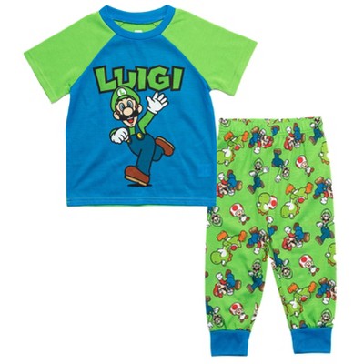 Super Mario Nintendo Luigi Pullover Pajama Shirt And Pants Sleep Set ...