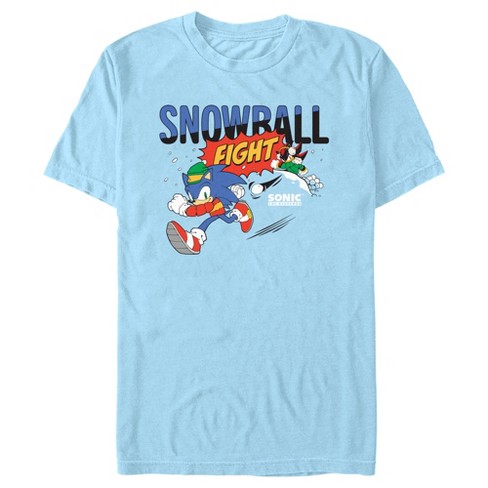 Men's Sonic The Hedgehog Winter Snowball Fight T-shirt - Light Blue - X ...