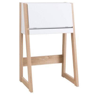 Homes: Inside + Out Tella Contemporary Storage Desk White Oak: Mdf ...
