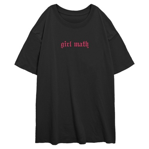 Junior's Lost Gods Gothic Girl Math Oversized T-shirt - Black - Large ...