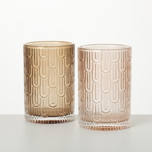 5" Blushing Glass Candle Holders - Set Of 2; Multicolor : Target