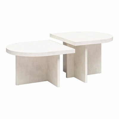 Manhattan Comfort Set Of 2 Anderson Leatherette End Tables With Faux ...