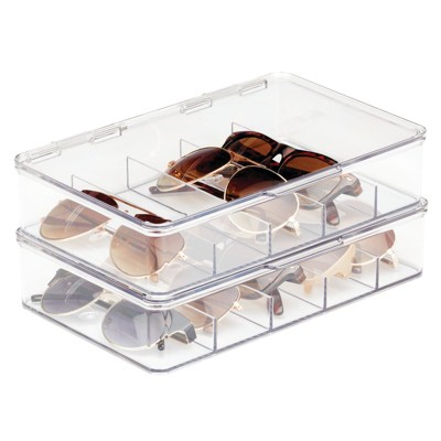 mDesign Plastic Glasses Storage Organizer Box, 5 Sections, 2 Pack : Target