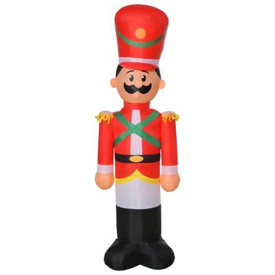 Homcom 6ft Christmas Inflatable Nutcracker Toy Soldier, Outdoor Blow-up ...