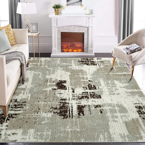 Modern Abstract Area Rug Contemporary Rug Geometric Distressed Rug : Target