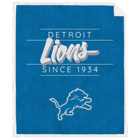 Nfl Detroit Lions Legacy Script Faux Shearling Flannel Fleece Blanket ...
