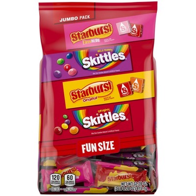 Skittles & Starburst Fun Size Chewy Candy Variety Bag - 32.28oz Jumbo ...