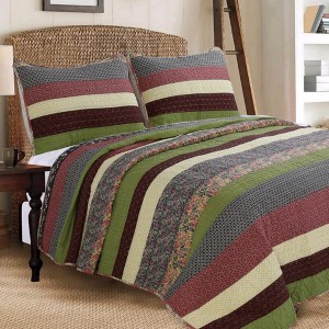 Quilt Sandpiper Cove Striped Cotton 3-Piece Reversible Bedding Set by ...