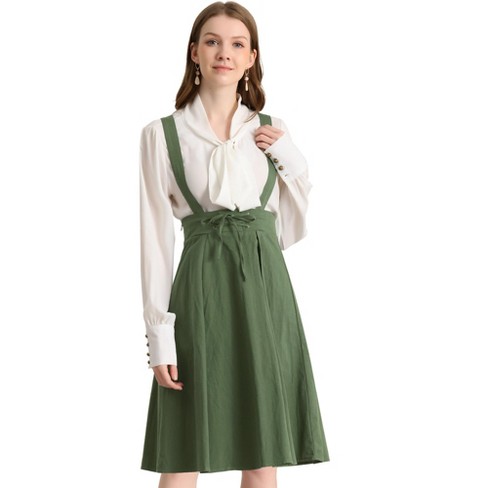 Allegra K Women's High Waist Overall Corset Skater Suspender Dresses ...