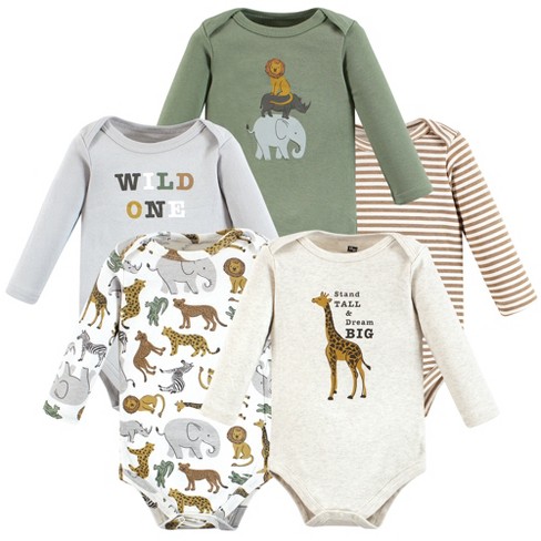 Hudson Baby Cotton Long-sleeve Bodysuits, Rustic Safari, 6-9 Months ...