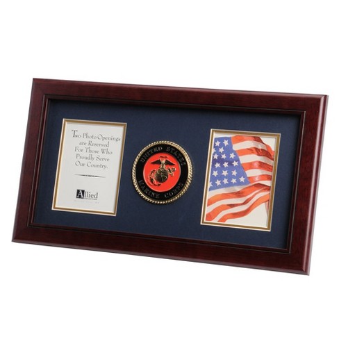 Allied Frame Us Marine Corps Medallion Double Picture Frame - Two 4 X 6 ...