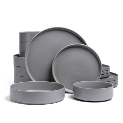 Over&back 16pc Stackable Stoneware Hand-finished Dinnerware Set Semi ...