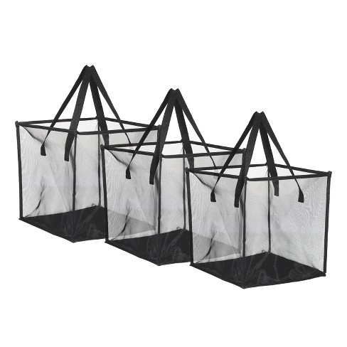 Unique Bargains Polyester Mesh Pack Collapsible Laundry Baskets 3 Pcs ...