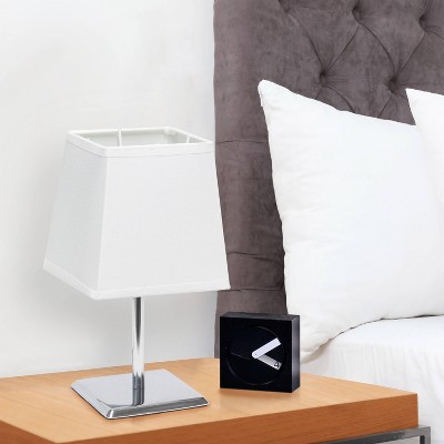 Mini Table Lamp With Squared Empire Fabric Shade White - Simple Designs ...