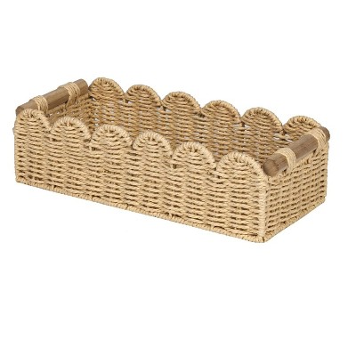 Home Collection Scalloped Edge Toilet Paper Storage Basket Paper Rope ...