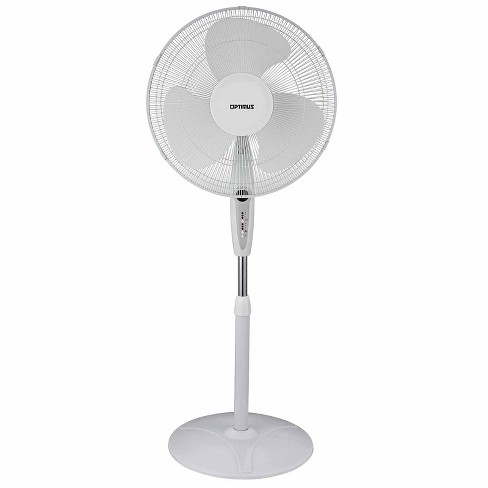 Optimus 16 In. Oscillating Stand Fan With Remote Control In White : Target
