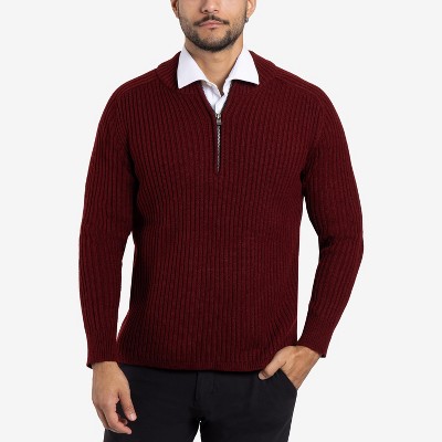 X Ray Men's Quarter-zip Pullover Sweater In Burgundy Size X Large : Target