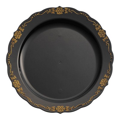 Smarty Had A Party 10" Black With Gold Vintage Rim Round Disposable ...