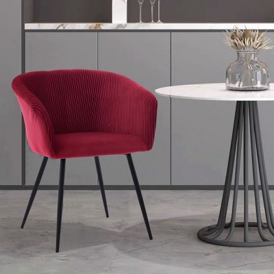 Red Faux Leather Upholstered Dining Side Chairs Set Of 2,round Backrest ...