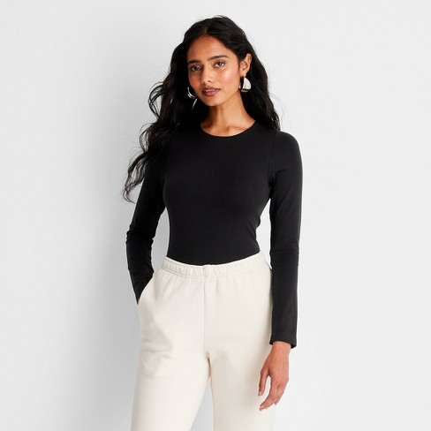 Women's Long Sleeve Seamless Bodysuit - A New Day™ Black Xs : Target