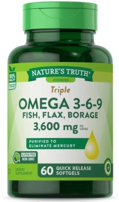 Nature's Truth Triple Omega 3-6-9 | 3600mg | 60 Softgels : Target