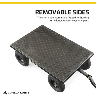 Gorilla Carts Steel Utility Cart, 9 Cubic Feet Garden Wagon Moving Cart ...
