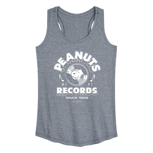 Women's Peanuts Snoopy Vinyl Graphic Racerback Tank - Heather Grey - 2 ...