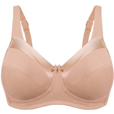 Collections Etc Bestform Satin Trim Wireless Cotton Bra 36c Nude : Target