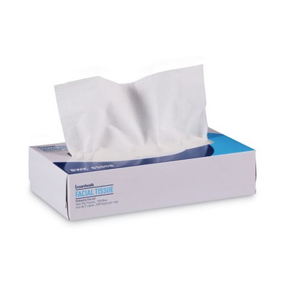 Boardwalk Office Packs Facial Tissue, 2-ply, White, Flat Box, 100 ...
