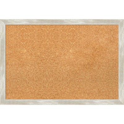 Amanti Art Natural Cork Board Framed Crackled Metallic Narrow Bulletin ...