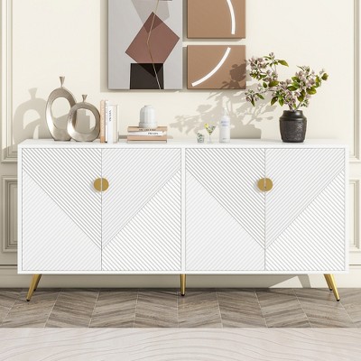 White sideboard with gold handles store