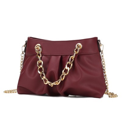 Mkf Collection Marvila Minimalist Vegan Leather Chain Ruched Shoulder ...