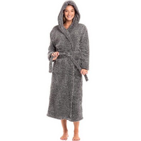 Adr Women's Fuzzy Plush Fleece Bathrobe With Hood, Soft Warm Hooded ...