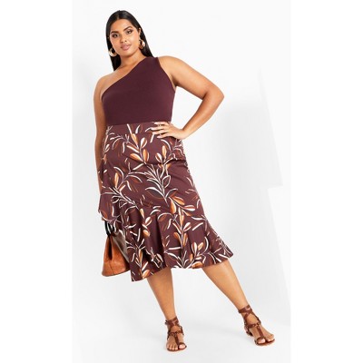 City Chic | Women's Plus Size Louisa Print Skirt - Fudge - 20w : Target