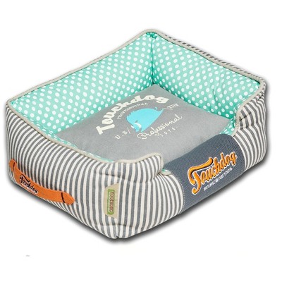 Touchdog Polka-striped Rectangular Designer Premium Dog Bed, Md, Blue ...