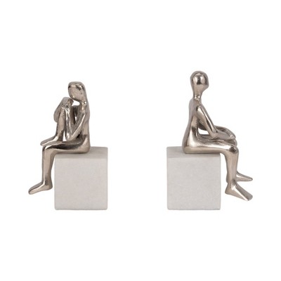 Sagebrook Home Set Of 2 Human Figure Bookends - Contemporary Marble And ...