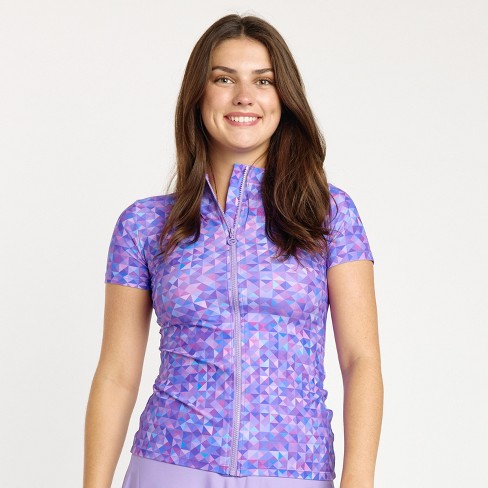 Calypsa Women's Full-zip Short Sleeve Upf 50+ Adele Swim Top : Target