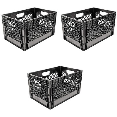 Juggernaut Storage 24 Quart Stackable Black Storage Crate With Handles ...