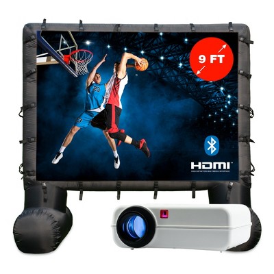 Costway 16ft Inflatable Projector Screen Outdoor Home Theater W/ Blower ...