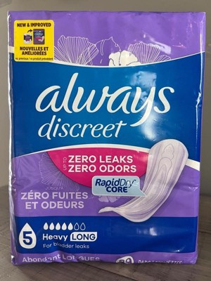 Always Discreet Incontinence Pads - 5 Drop Extra Heavy Long Pads ...