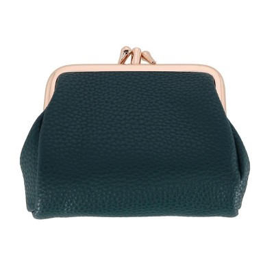 Buxton Women's Vegan Leather Triple Frame Coin Purse Wallet, Teal : Target