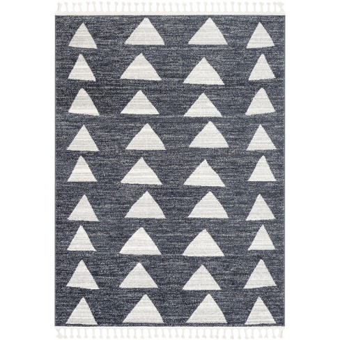 Well Woven Tango Kids Grey Geometric Triangle Stain-resistant Area Rug ...