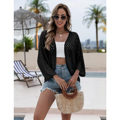Zeagoo Womens Summer Crochet Cardigan Sweaters Lightweight Open Front 3 ...