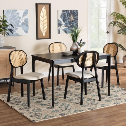 Baxton Studio Darrion Mid-century Modern Cream Fabric And Black ...