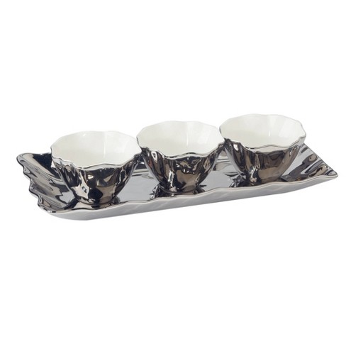Certified International 4pc Silver Coast Tray And Condiment Bowl Set ...