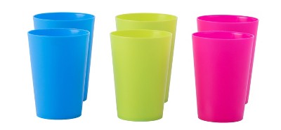 Basicwise Plastic Reusable Cups 7 Oz Set Of 6 (2 Red, 2 Green, 2 Blue ...