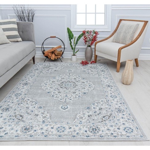 Rugs America Silas Sm30d Silver Mist Abstract Vintage Gray Area Rug, 8 ...
