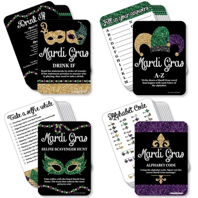 Big Dot Of Happiness Mardi Gras - 4 Masquerade Party Games - 10 Cards ...